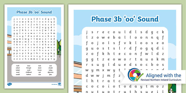 Northern Ireland Linguistic Phonics Phase 3b 'oo' Word Search