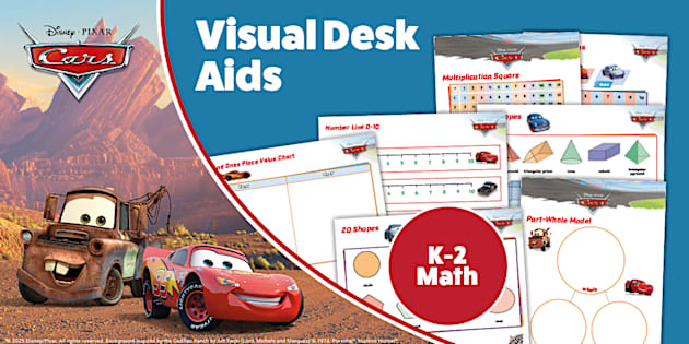 Cars: Math Visual Support Desk Aids for K-2nd Grade