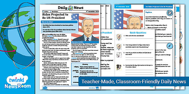 NewsRoom Daily Pack - Joe Biden Projected to Win US Election - UKS2 Reading