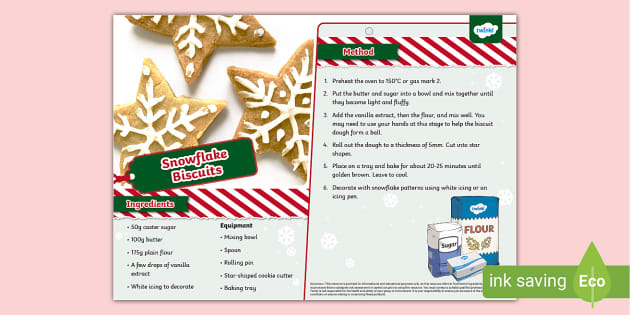 Snowflake Biscuits Recipe - Twinkl - KS2 (teacher made)