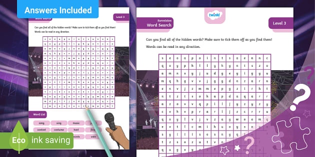 Eurovision Word Search - L3 - Puzzles for Kids - Twinkl