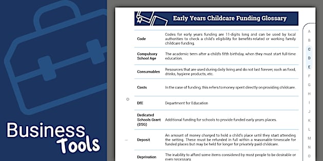 Early Years Childcare Funding Glossary - Twinkl Early Years Childcare Funding Glossary - Twinkl