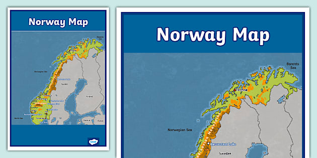 KS2 Norway Display Map - Geography - Countries - Twinkl