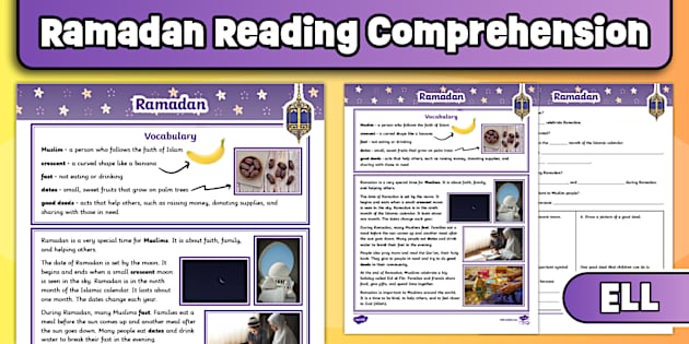 Ramadan Beginner Level Reading and Writing Worksheet for ELL