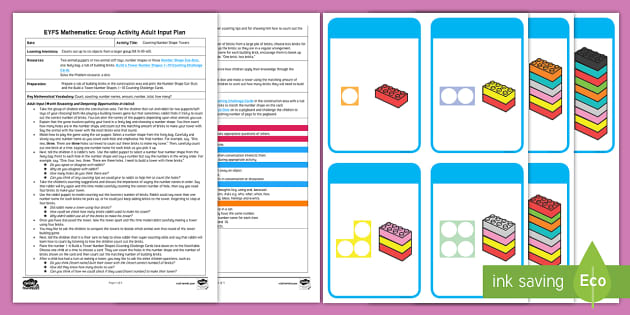 EYFS Counting Number Brick Towers Adult Input Plan and Pack