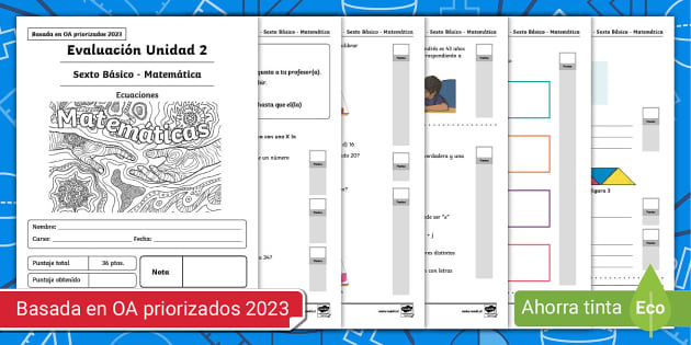 Evaluación 6º Básico Unidad 2 Matemática Twinkl