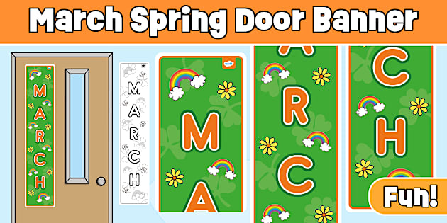 March Spring Classroom Vertical Door Decoration Banner
