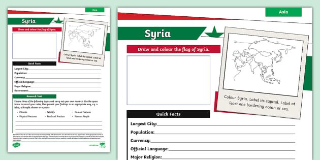 KS2 Syria Research Activity - Twinkl - Geography - Twinkl