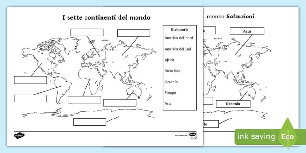 Mappa Del Mondo Continenti Pagina Da Colorare