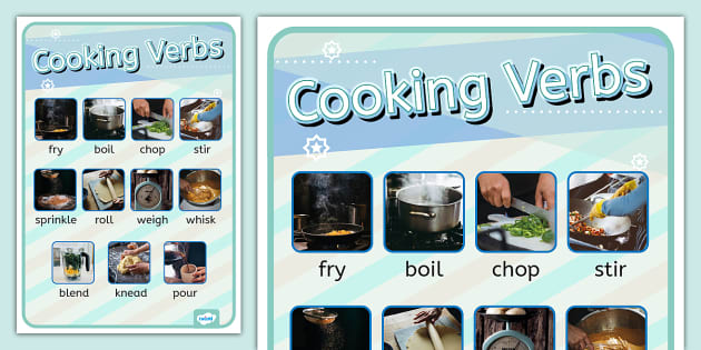 Cooking Verbs Photo Display Poster Professor Feito