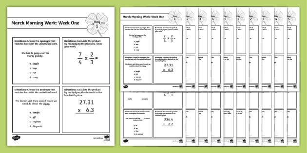 Fifth Grade March Morning Work Bundle (teacher made)