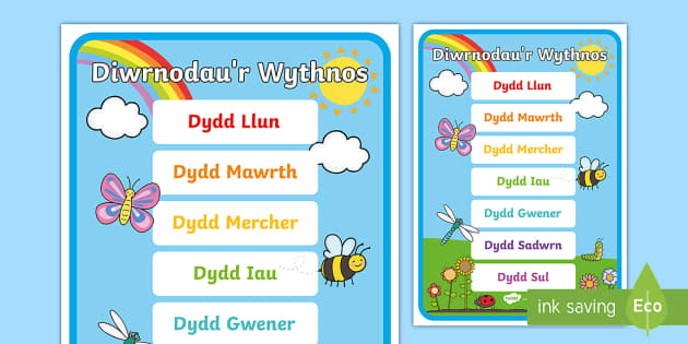 Days Of The Week Display Poster Welsh teacher Made 