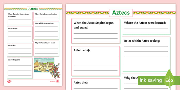 Aztecs Fact File Template (teacher made) - Twinkl