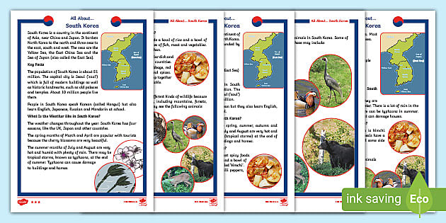 KS1 South Korea Differentiated Reading Comprehension