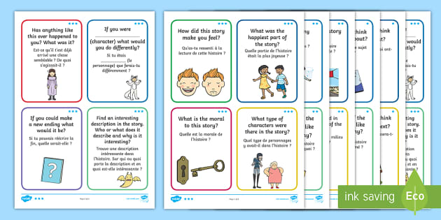 Reading Prompts and Questions Discussion Cards - English / French ... Reading Prompts and Questions Discussion Cards - English / French ...