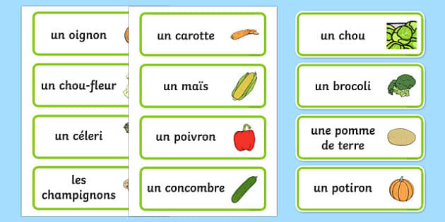 Vegetable Word Cards French - french, vegetable, word cards