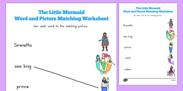 The Little Mermaid Word and Picture Match