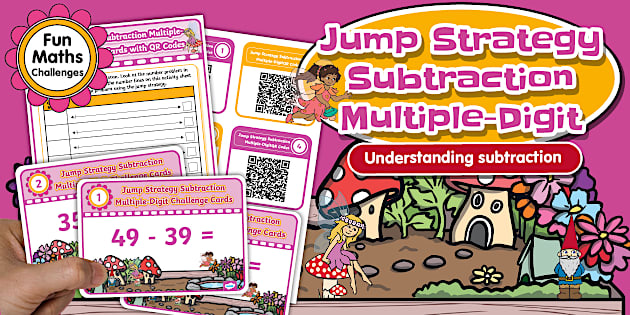 Jump Strategy Subtraction Multiple-Digit Challenge Cards