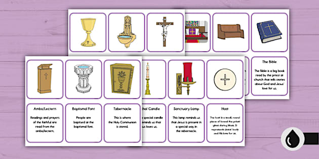 Items I See in the Catholic Church Matching Cards - Twinkl