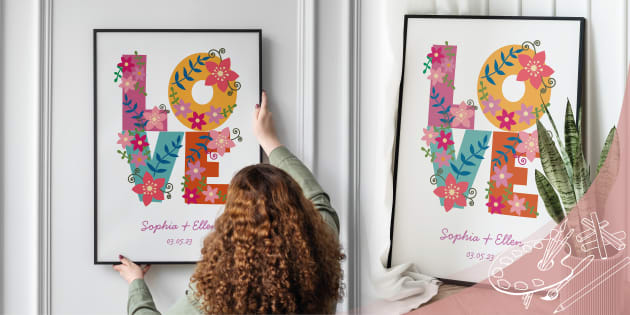 Personalised Love Typography Anniversary Editable Poster