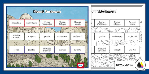 Mount Rushmore Vocabulary Mat for 3rd-5th Grade | Twinkl USA