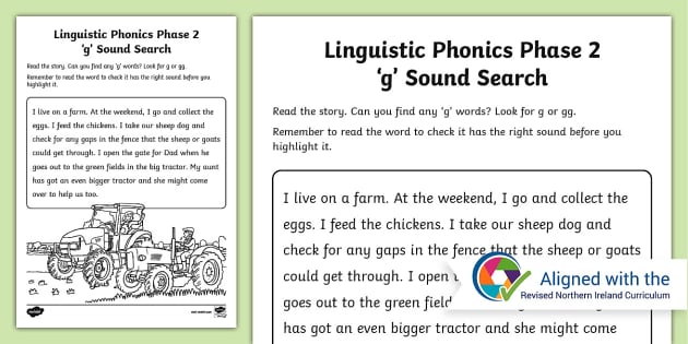Linguistic Phonics Phase 2 ‘g’ Sound Search Activity Sheet