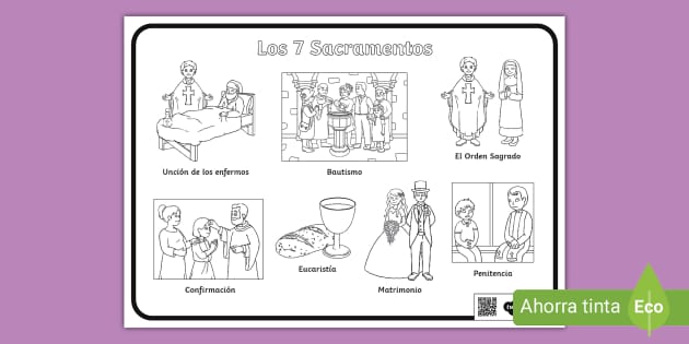 Dibujo los 7 sacramentos - Hoja para colorear para niños Dibujo los 7 sacramentos - Hoja para colorear para niños