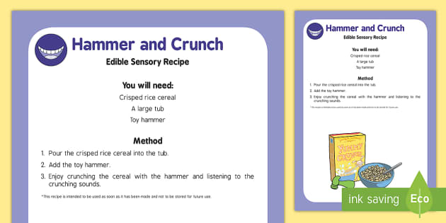 Hammer and Crunch Edible Sensory Recipe (teacher made)