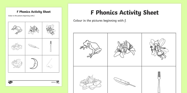 Phonics 'F' Worksheet | Primary Literacy Resources - Twinkl