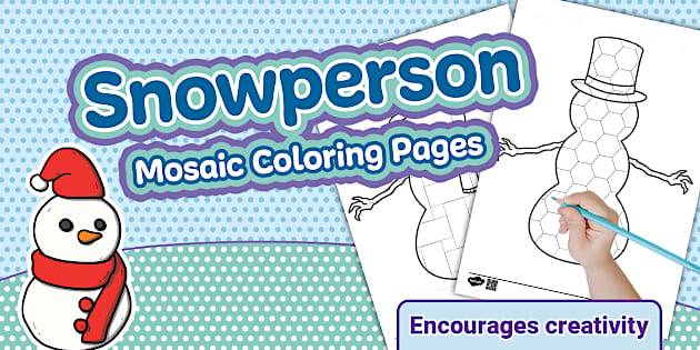 Snowperson Mosaic Coloring Pages