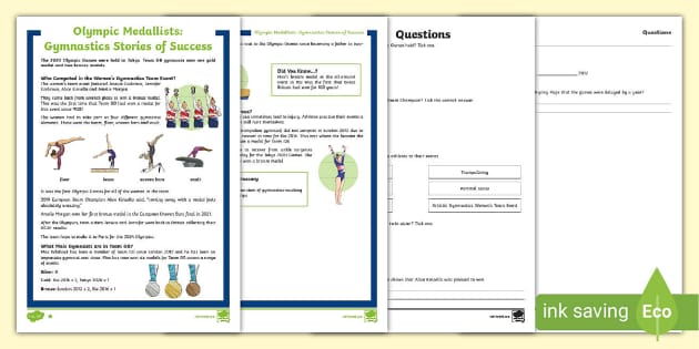 Gymnastics Stories of Success LKS2 Reading Comprehension