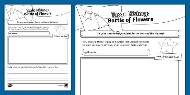Texas History: Battle of Flowers Activity for 3rd-5th Grade