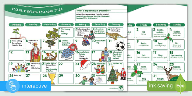 December Event and Play-Along Calendar Pack (2022) - Twinkl