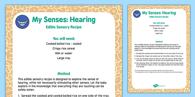 My Senses Hearing Edible Sensory Recipe