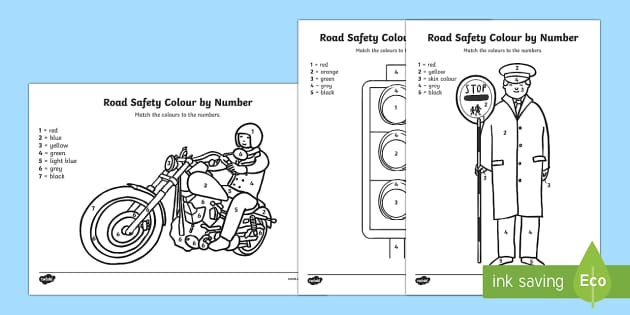 Road Safety Colour by Number (teacher made) - Twinkl