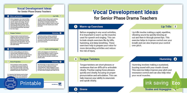 Vocal Development Ideas for Senior Phase Drama Teachers