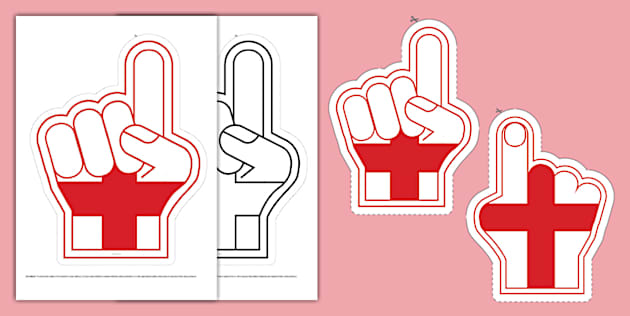 England Fan Foam Finger Cut-Out (teacher made) - Twinkl