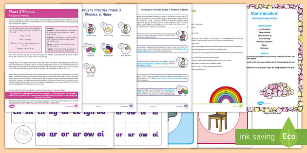 10 Ways to Practise Phase 3 Phonics at Home Resource Pack