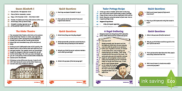 UKS2 60-Second Reads: The Tudors Activity Pack - Twinkl