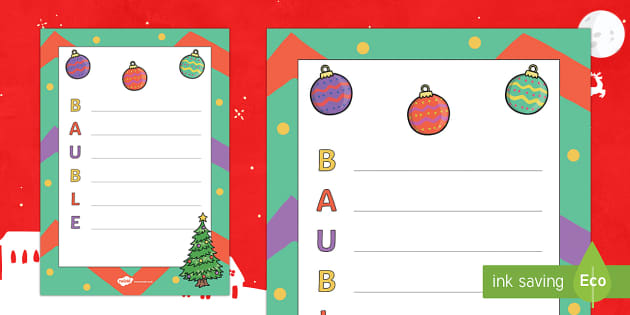 Christmas Bauble Acrostic Poem (creat de profesori) - Twinkl