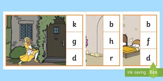 Goldilocks Themed Initial Sounds Games Peg Matching Game
