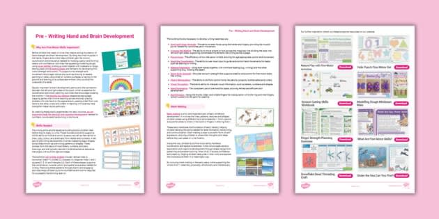 Pre - Writing Hand and Brain Development Guide - Twinkl