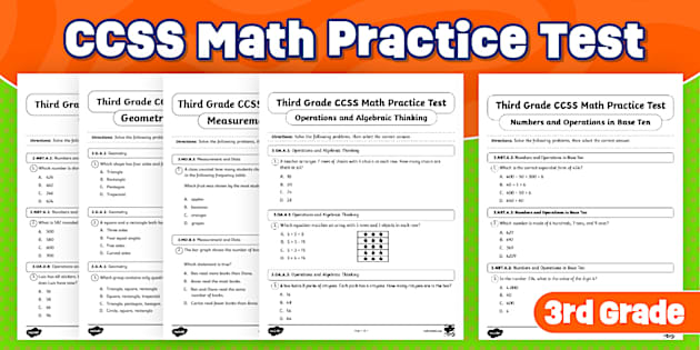 Third Grade Math Practice Tests Pack | CCSS Test Prep