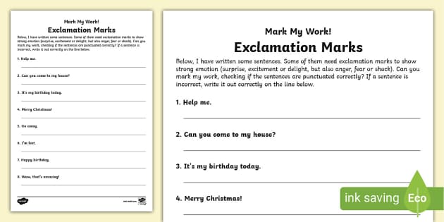 Mark My Work! Exclamation Marks (teacher made) - Twinkl Mark My Work! Exclamation Marks (teacher made) - Twinkl