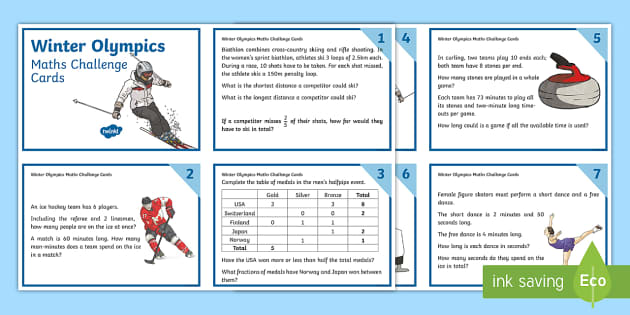 LKS2 Winter Olympics Maths Challenge Cards (teacher made)