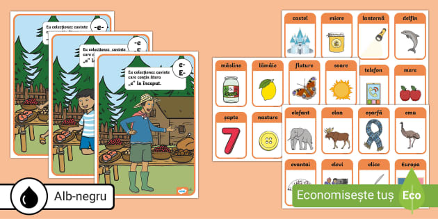 Sunetul și litera E – Joc de sortare (teacher made)