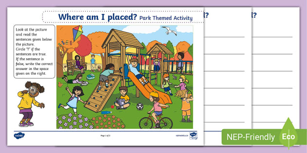 Where am I placed? Park Themed Activity (teacher made)
