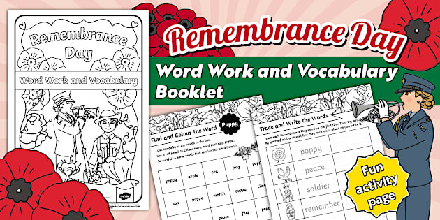 Remembrance Day Word Work and Vocabulary Booklet