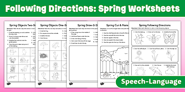 Following Directions: Spring No-Prep Worksheets
