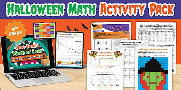 Fourth Grade Halloween Math Activity Pack (teacher made)